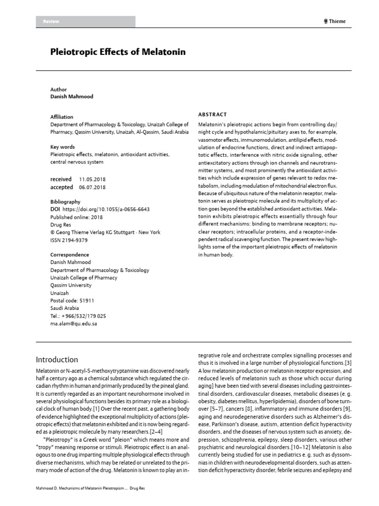 Pleiotropic Effects of Melatonin | PDF | Cell Signaling | Cancer