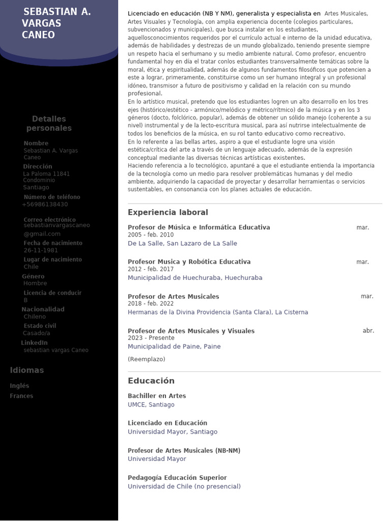 CV Sebastian-A.-Vargas-Caneo | PDF | Plan de estudios