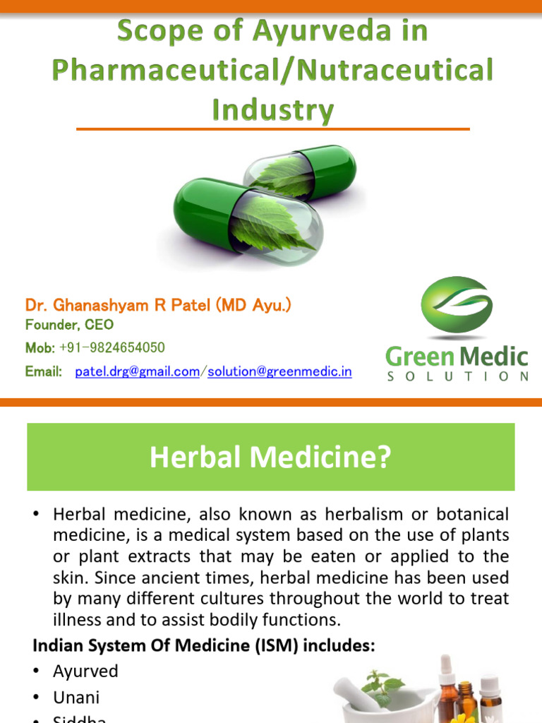Scope of Ayurveda in Pharma Industry 2024 | PDF | Ayurveda | Medicine