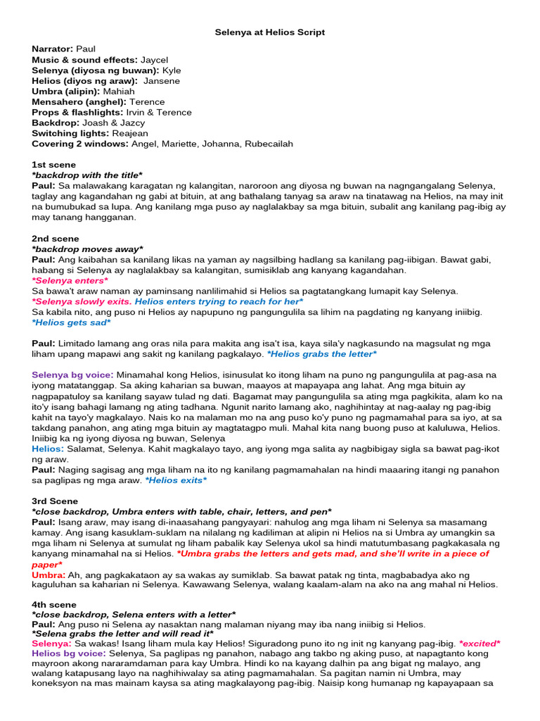 Selenya at Helios Script | PDF