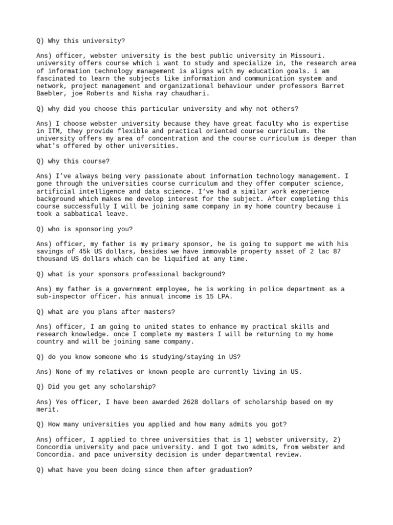 F1 visa interview QnA | PDF | Databases | Information Technology