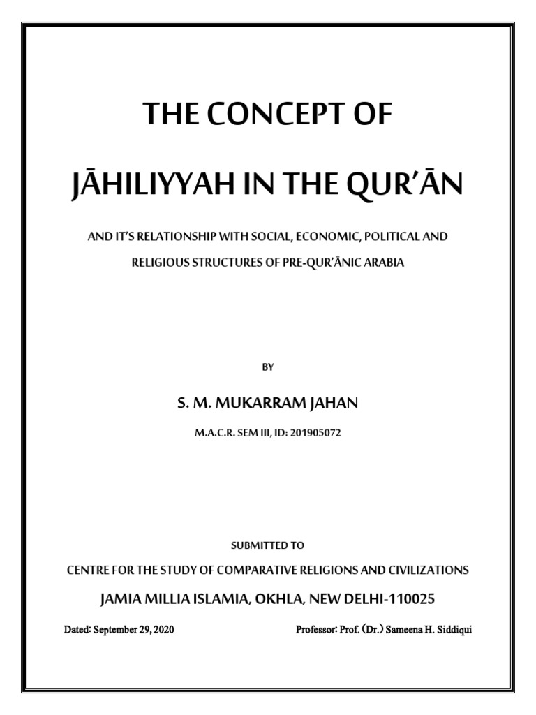 Concept of Jahiliyyah in the Quran and i (1) | PDF | Quran | Islam