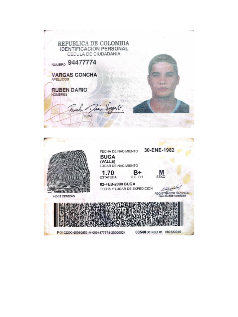 Cedula Ruben Dario Vargas | PDF