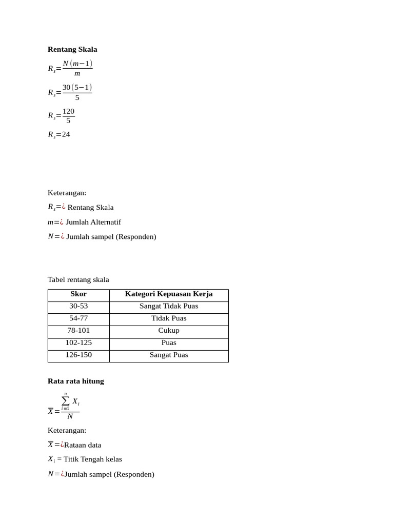 Rumus Rentang Skala & Rata-Rata Hitung | PDF