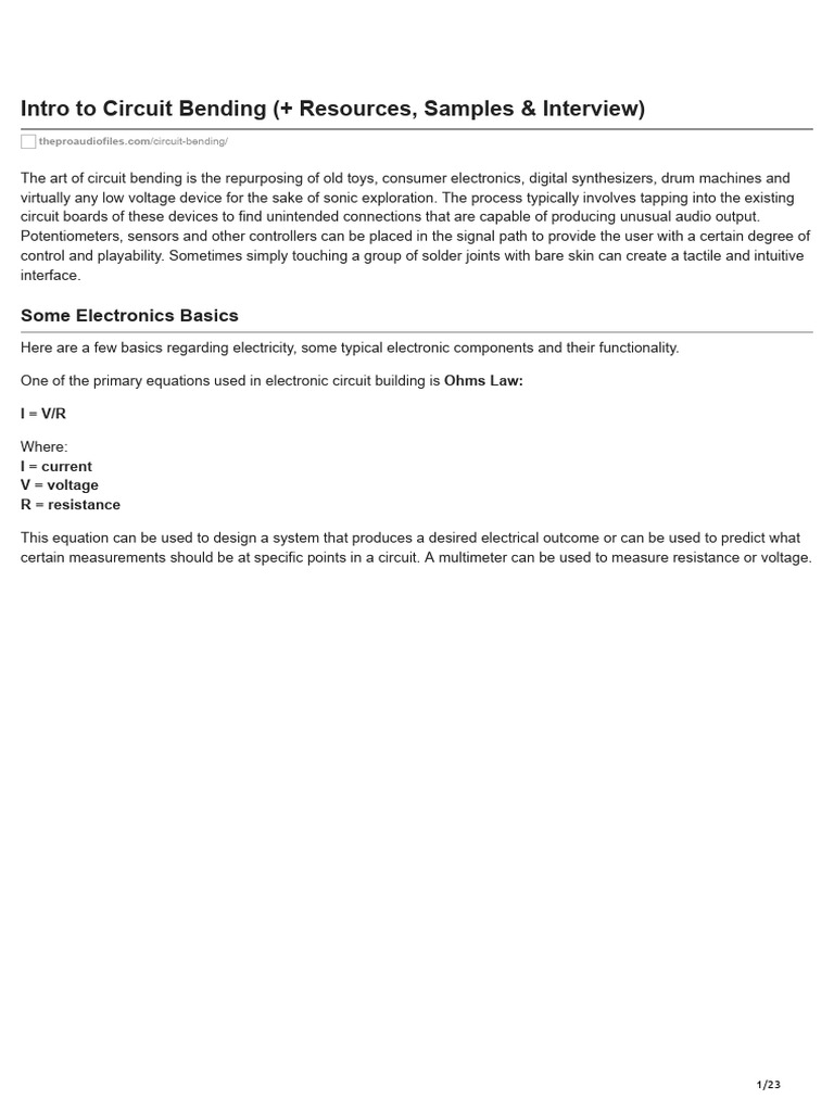 Intro To Circuit Bending Resources Samples Interview | PDF | Amplifier ...
