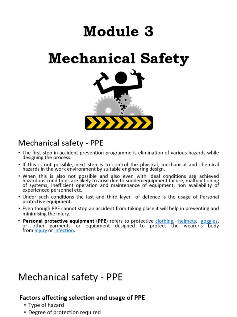 Module 3 - Mechanical Safety | PDF | Personal Protective Equipment ...