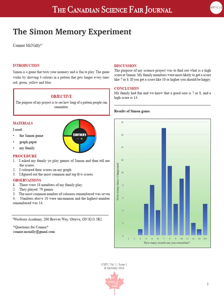 The+Simon+Memory+Experiment+CSFJ | PDF