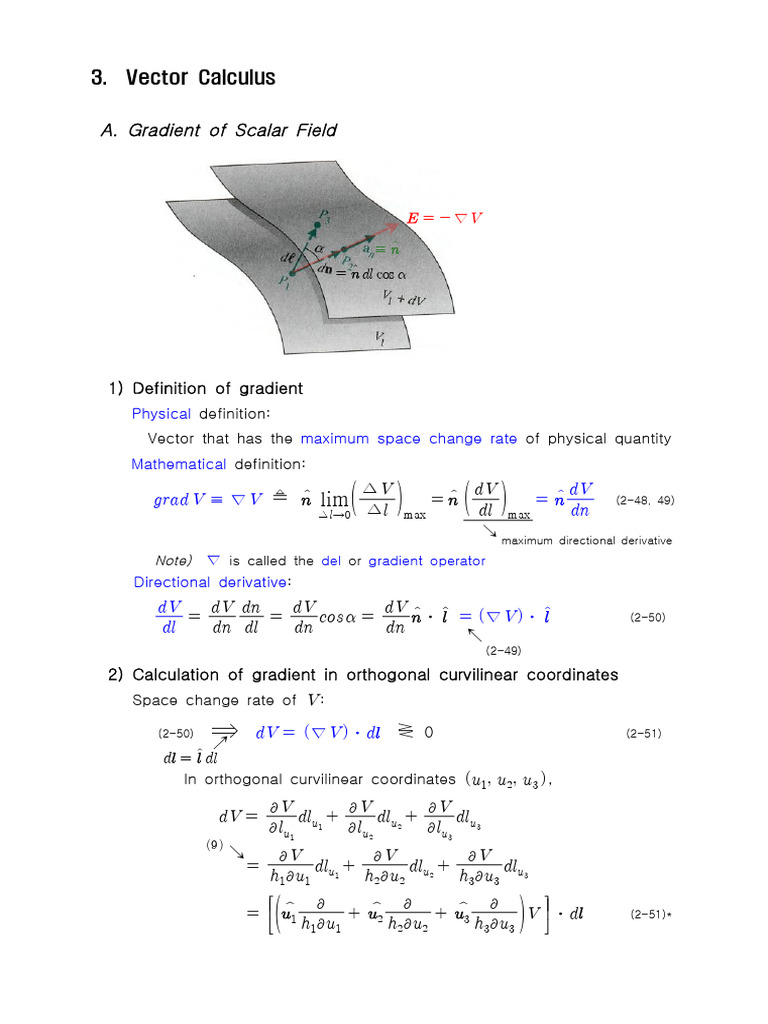Vector Calculus: A. Gradient of Scalar Field | PDF | Gradient | Divergence