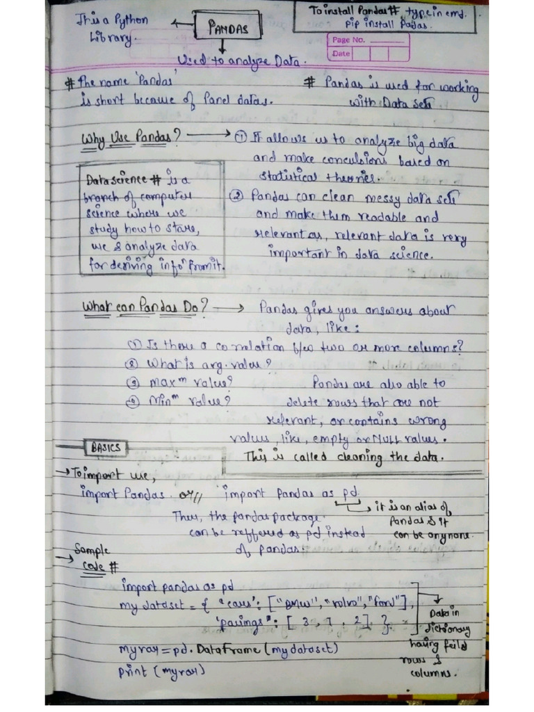 Pandas Notes For CT 2 | PDF