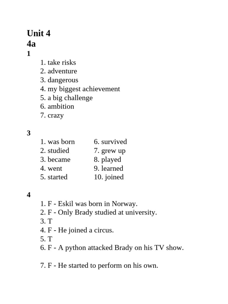Workbook Unit 4 | PDF