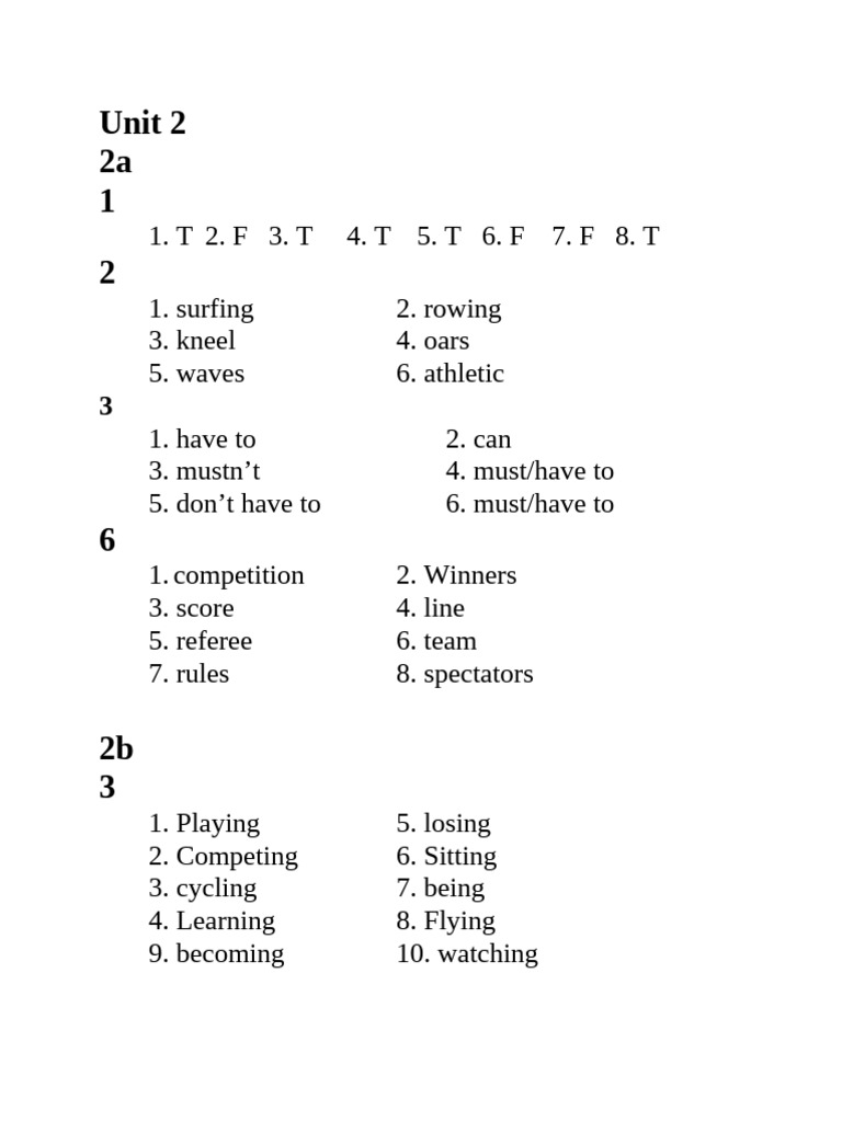 Workbook Unit 2 | PDF