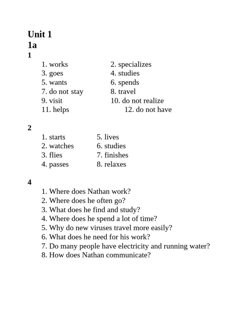 English Language Unit 1 Exercises | PDF