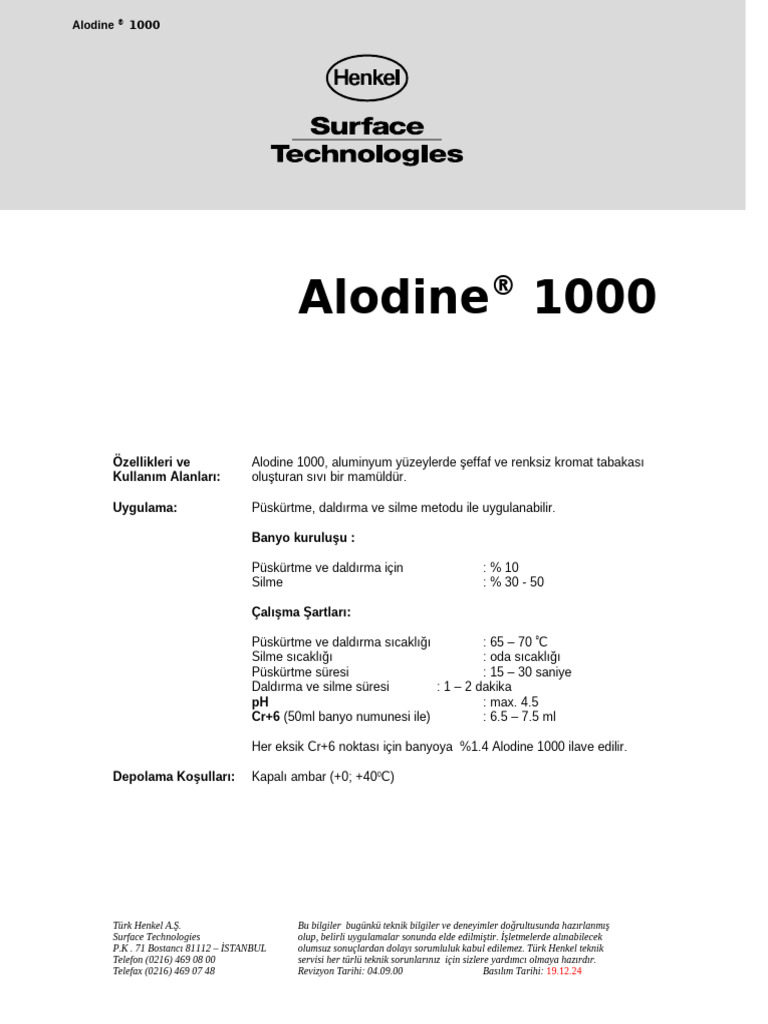 Alodine 1000 | PDF