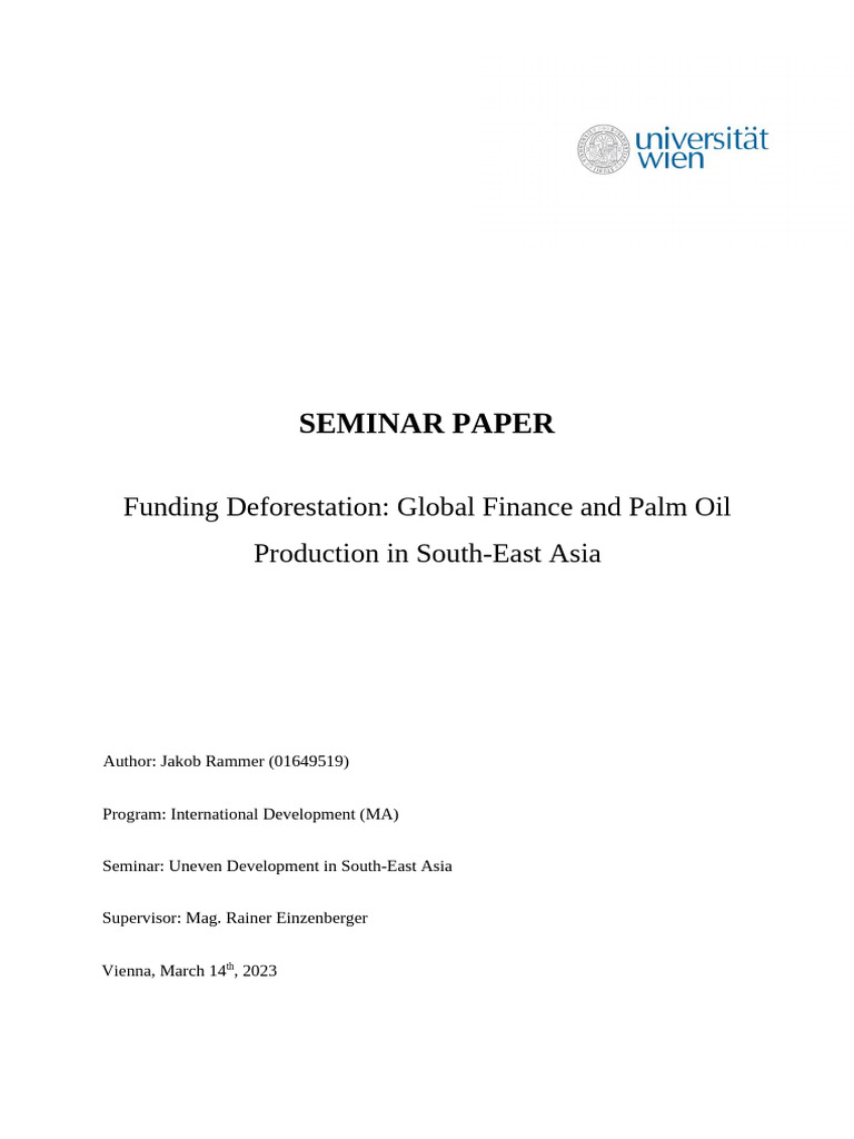 Funding Deforestation - Palm Oil SEA | PDF | Palm Oil | Deforestation