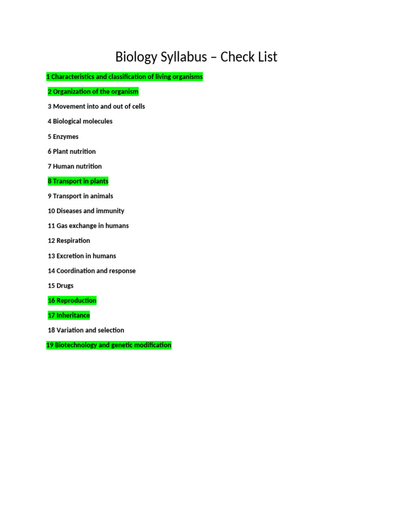Biology Syllabus | PDF