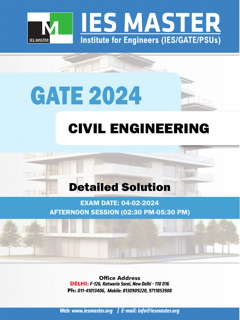 GATE 2024 Civil Engineering Afternoon Session Detailed Solution ...