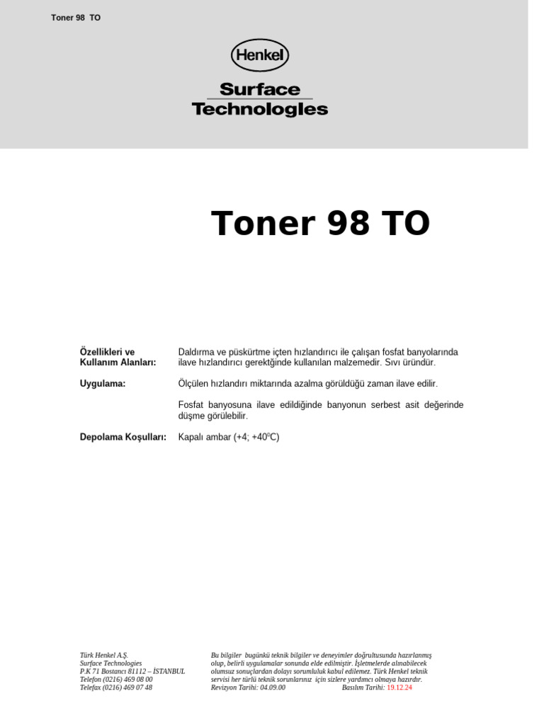 Toner 98 TO-p | PDF