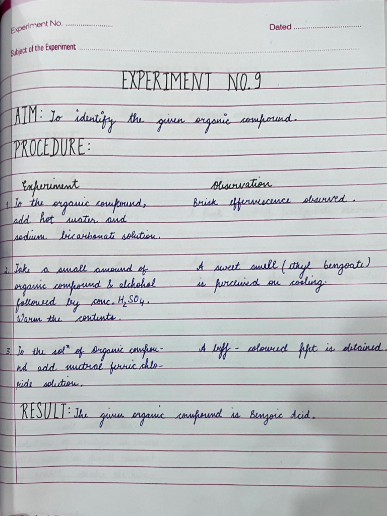 Experiments 9 - 11 Chemistry Practical | PDF