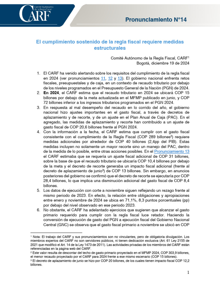 Gobierno Debe Hacer Ajuste Fiscal de $52 Billones para 2025, Advierte ...