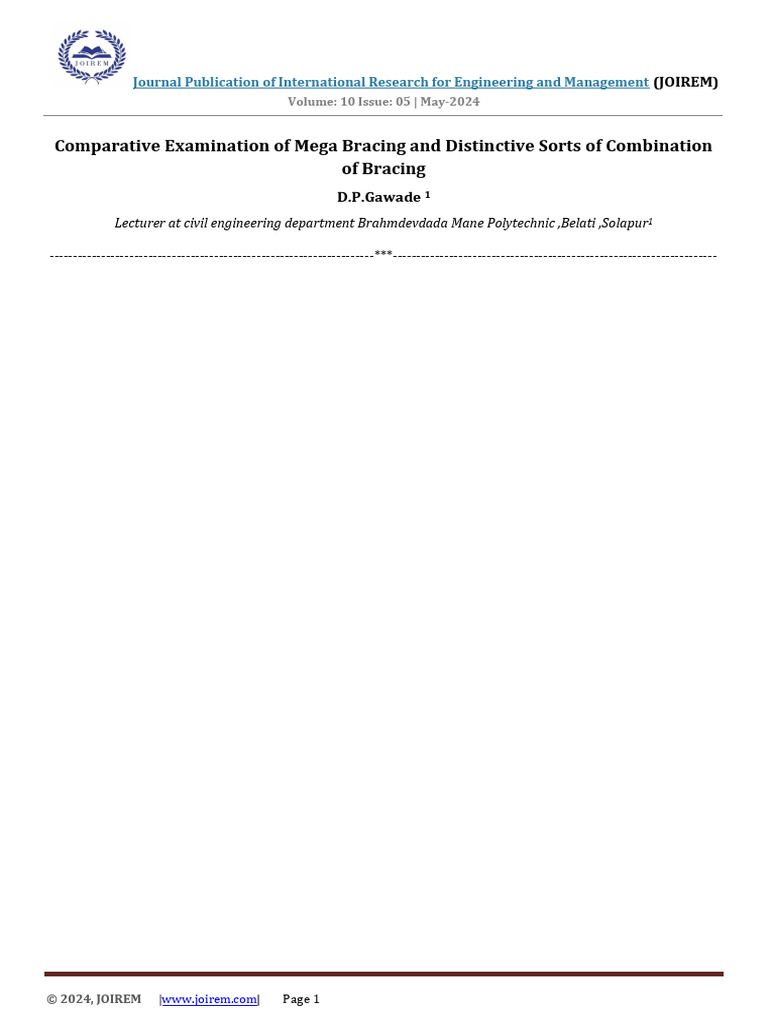 Comparative Examination of Mega Bracing and Distinctive Sorts of ...