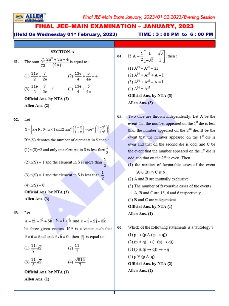 0102 Mathematics Paper+With+Answer Evening | PDF | Perpendicular ...