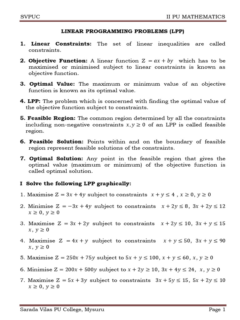 12. LPP | PDF | Mathematical Optimization | Linear Programming