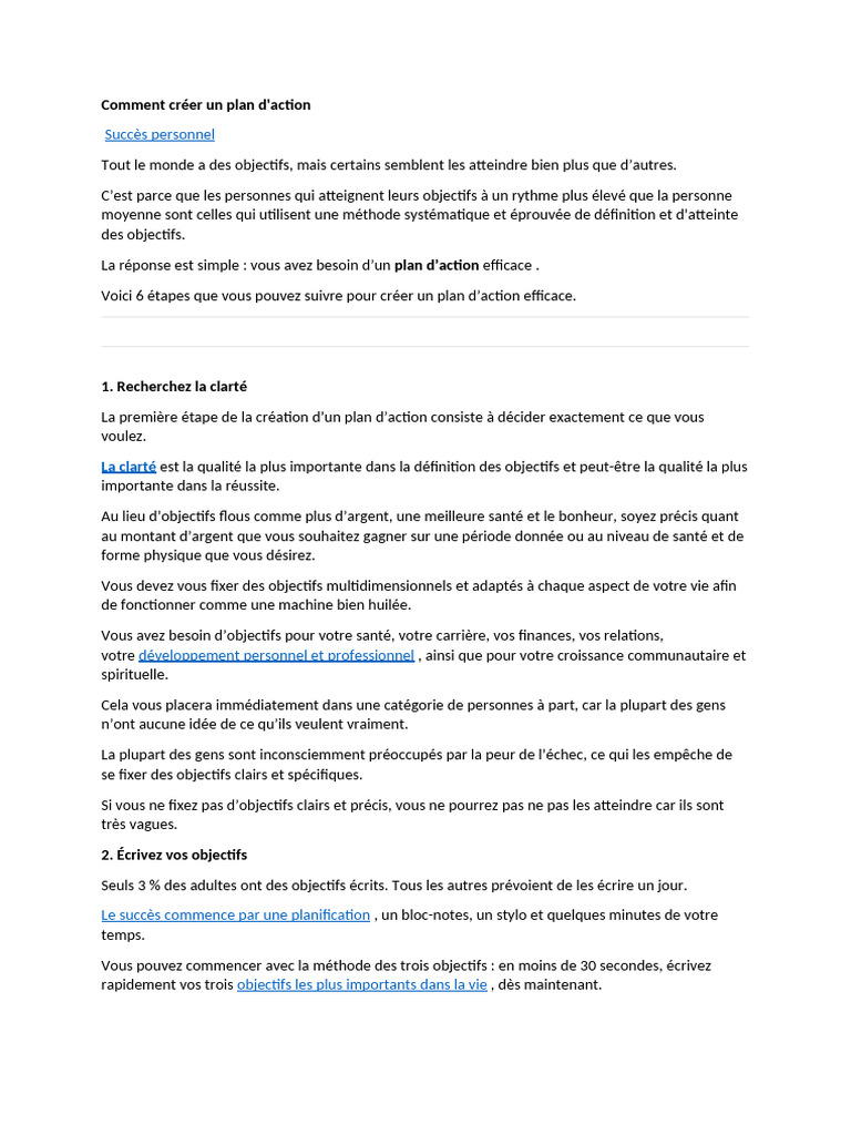 Comment Créer Un Plan D'action | PDF