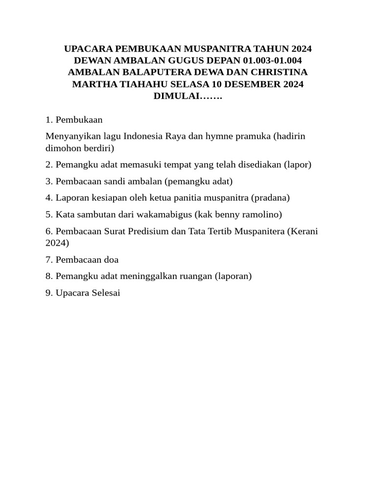 Susunan Sidang Muspanitera | PDF