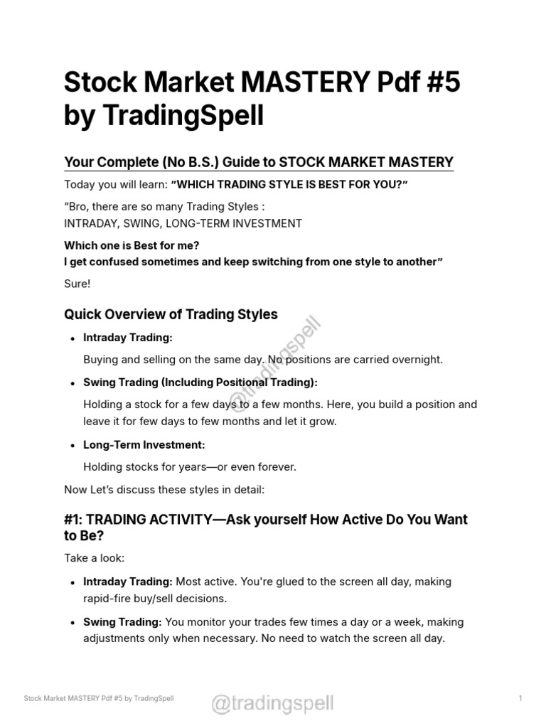 Stock Market Mastery PDF #5 TradingSpell | PDF | Stocks | Day Trading
