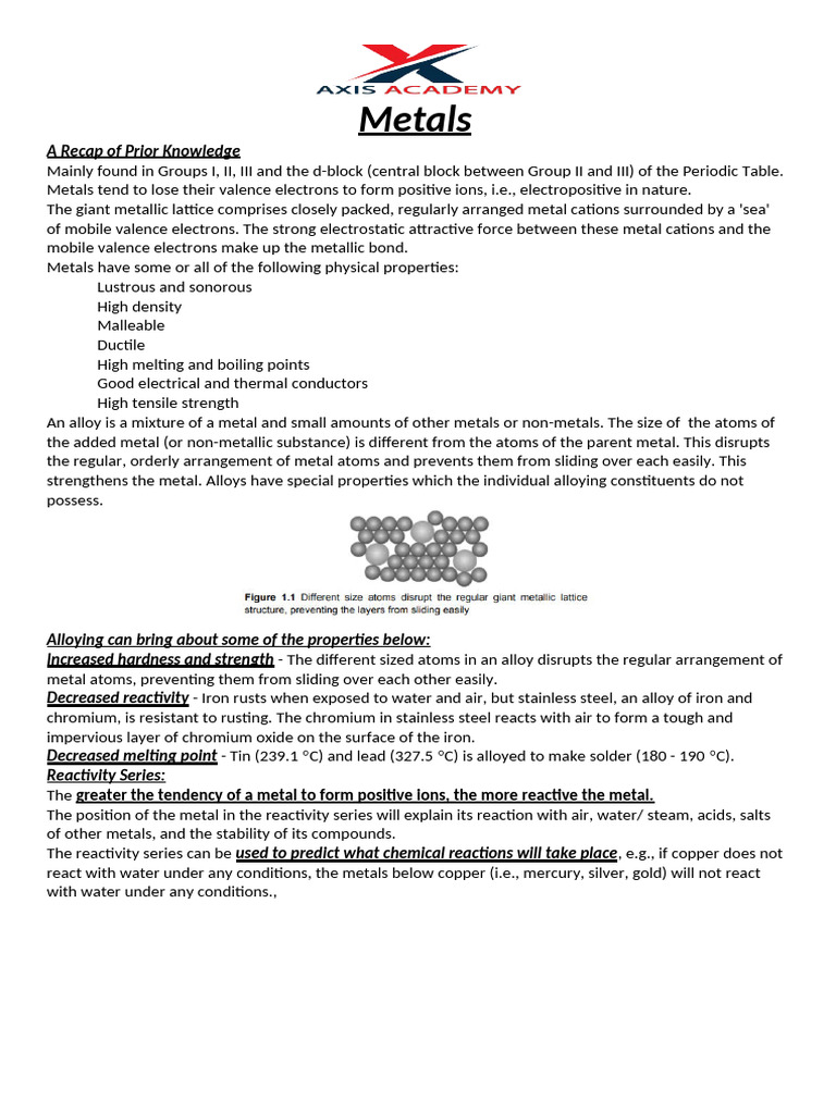 Metals Handout | PDF | Rust | Iron