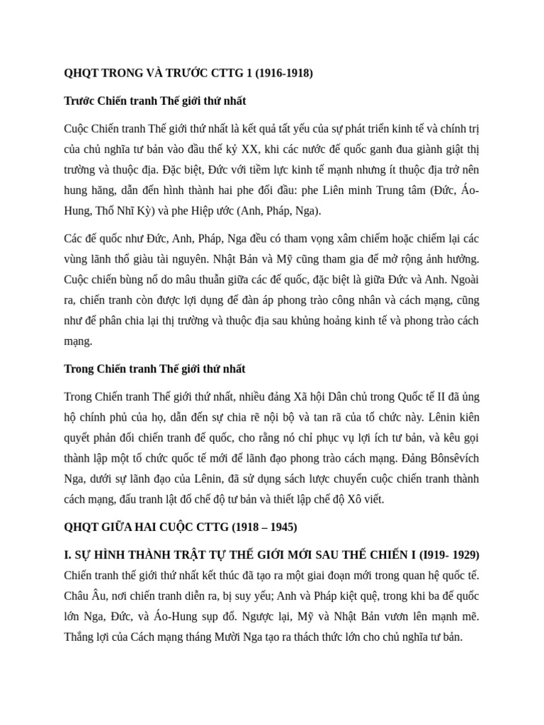 QHQT Trong Và Trư C CTTG 1 | PDF