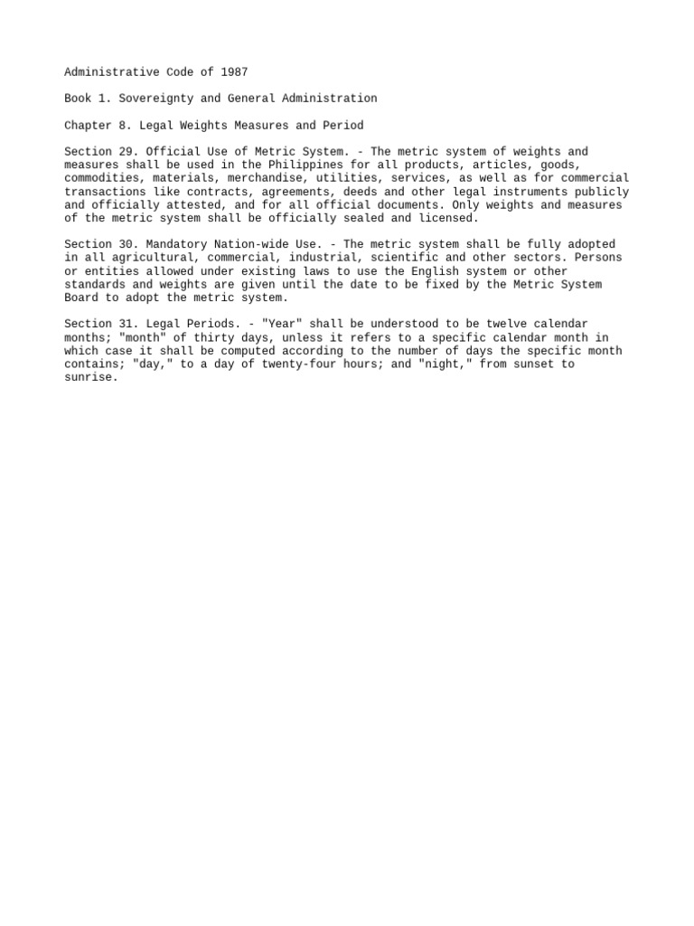 Book 1. Chapter 8. Legal Weights Measures and Period | PDF