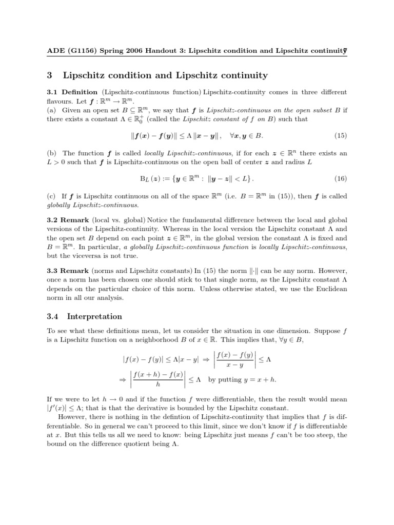 3 Lipschitz Condition and Lipschitz Continuity: 3.4 Interpretation | PDF | Continuous Function ...