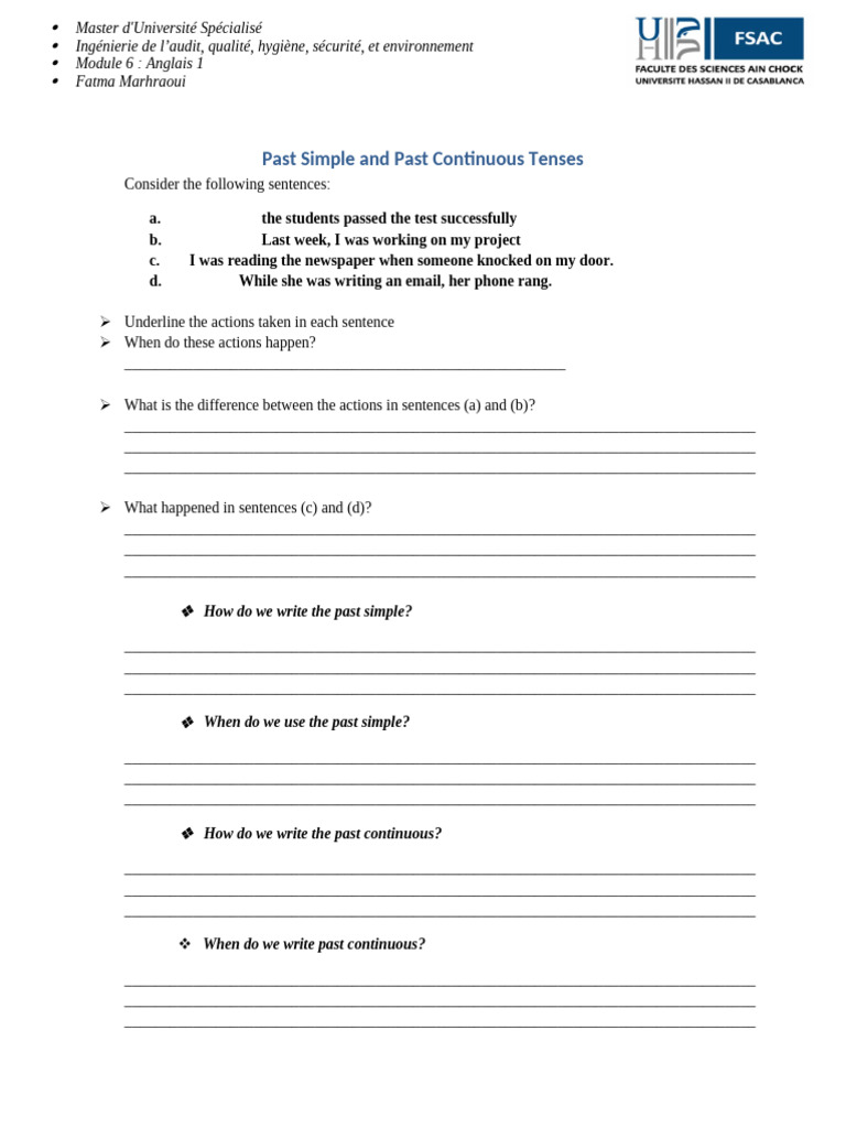 Past Simple Vs Past Continuous Lesson Plan | PDF | Syntax | Language ...