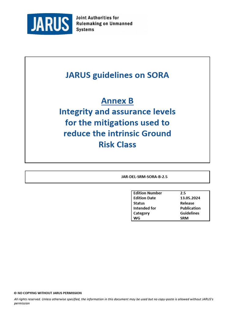 JARUS SORA Annex B: Ground Risk Mitigations | PDF | Risk | Unmanned ...