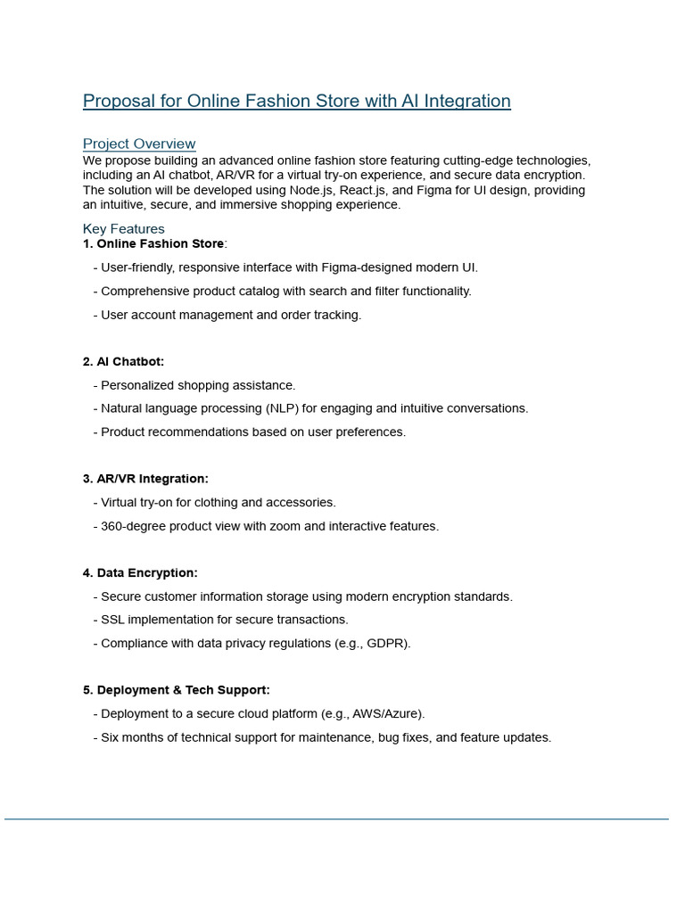 Proposal For Online Fashion Store With AI Integration | PDF | Databases ...