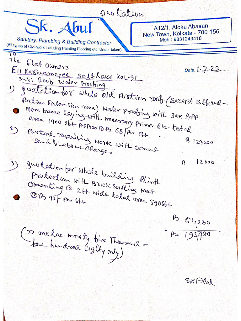 Roof & Plinth Protection Qtn-1 | PDF