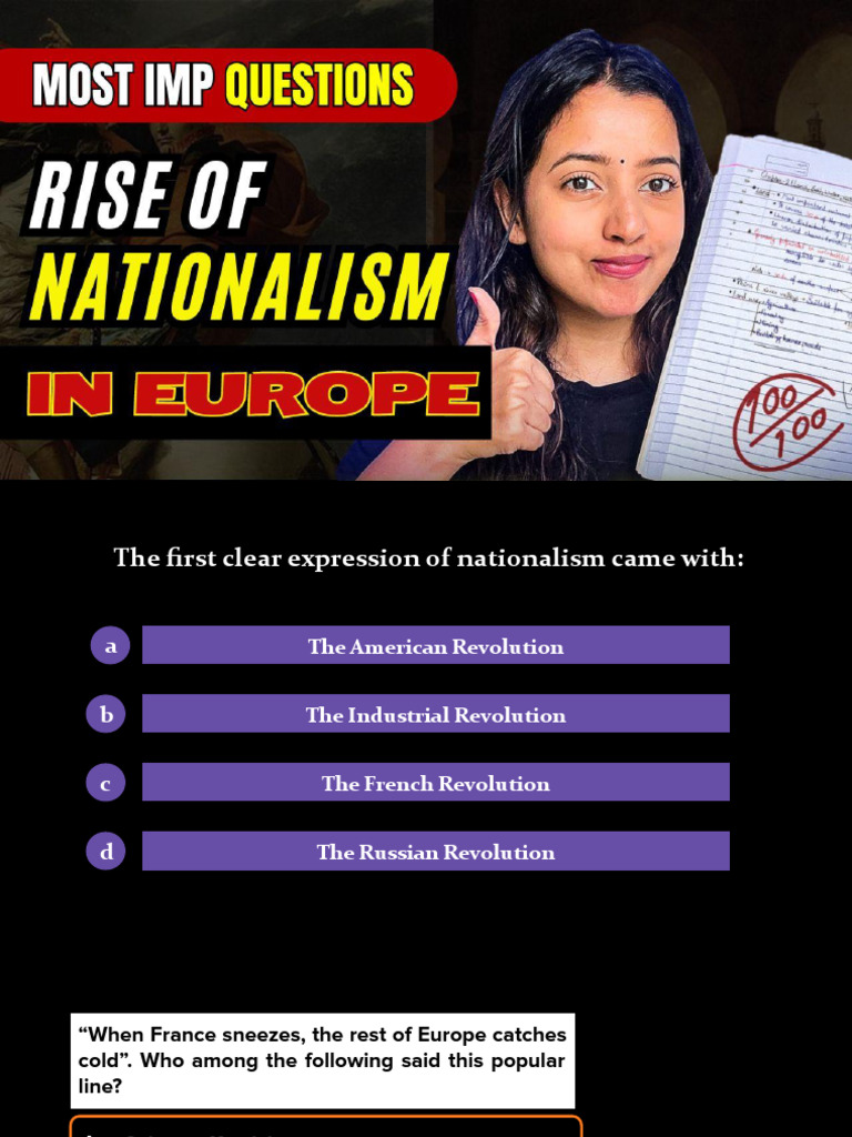 Rise of Nationalism in Europe Important Questions | PDF | Romanticism ...