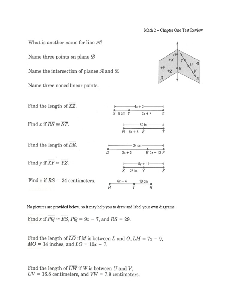 Math 2 Chapter One Test Review | PDF
