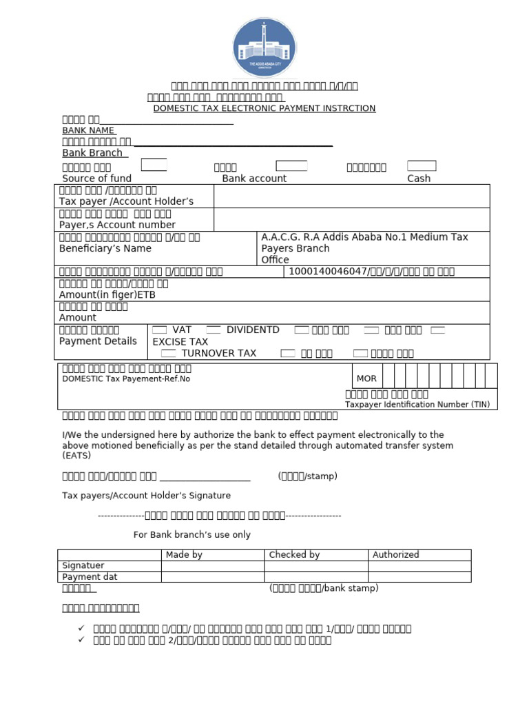 Domestic Tax Electronic Payment Instrction | PDF