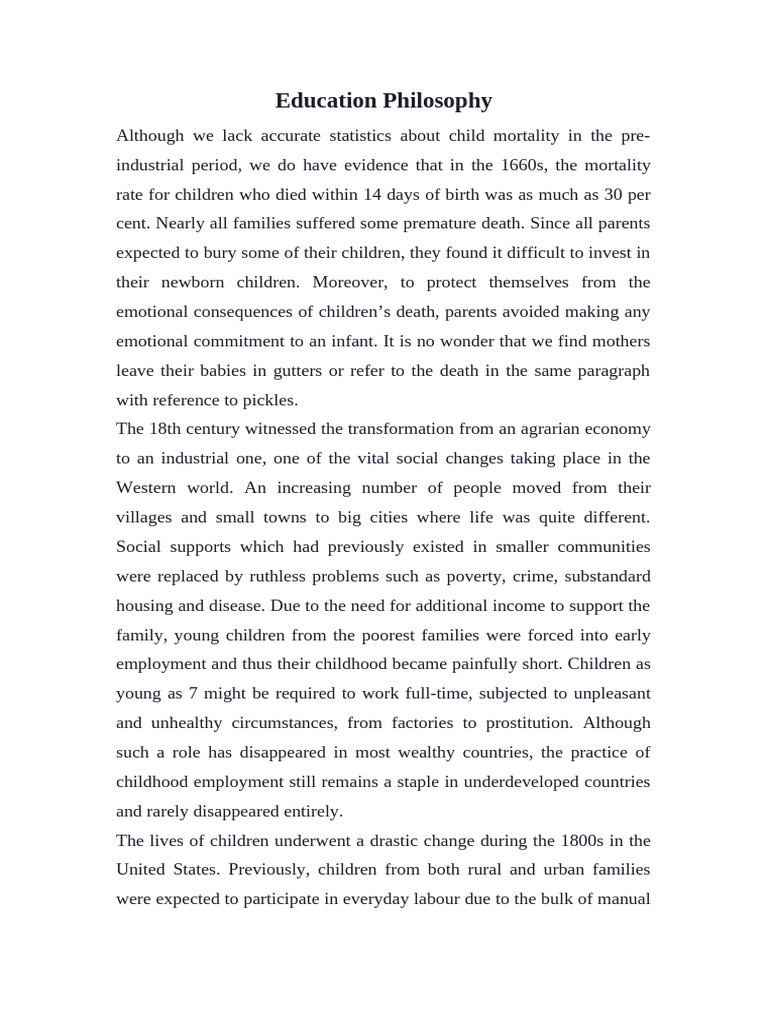 U4 - Extra - Education Philosophy | PDF | Jean Jacques Rousseau | Infants