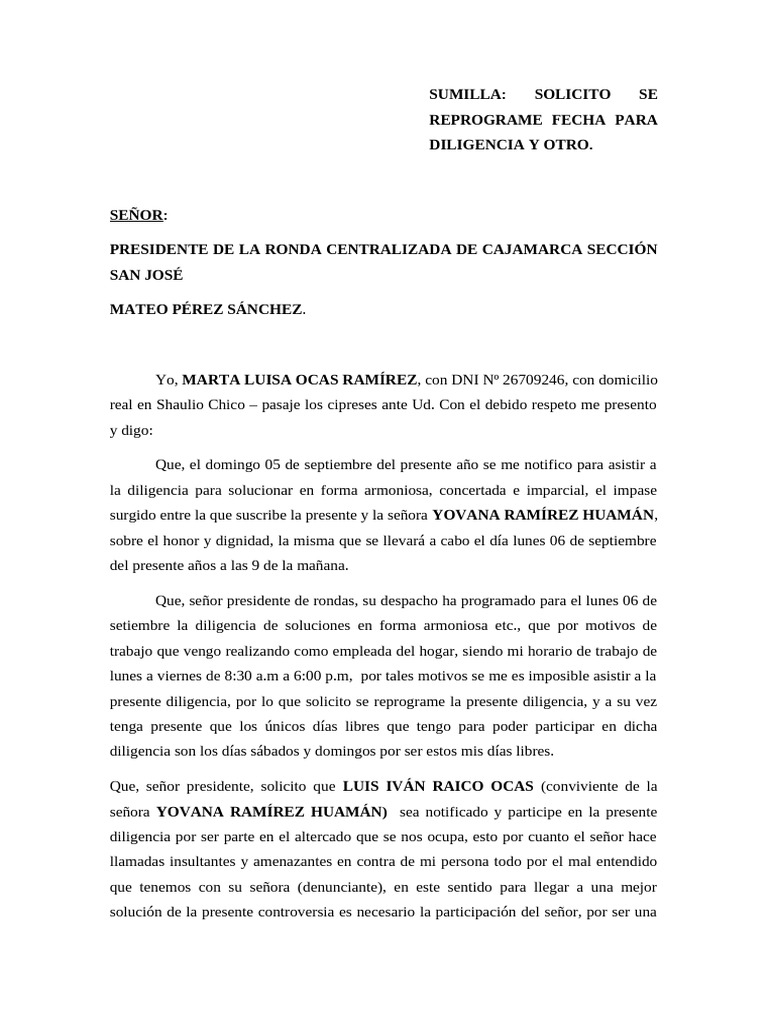 SUMILLA solicito | PDF