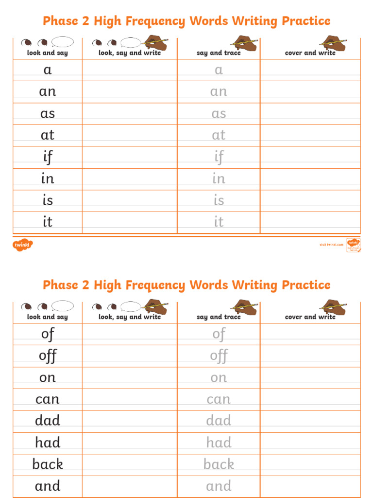 Phase 2 High Frequency Words | PDF