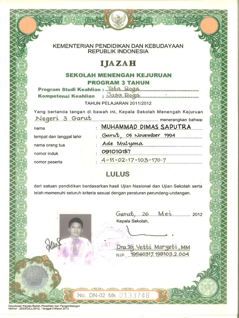 IJAZAH SMKK | PDF