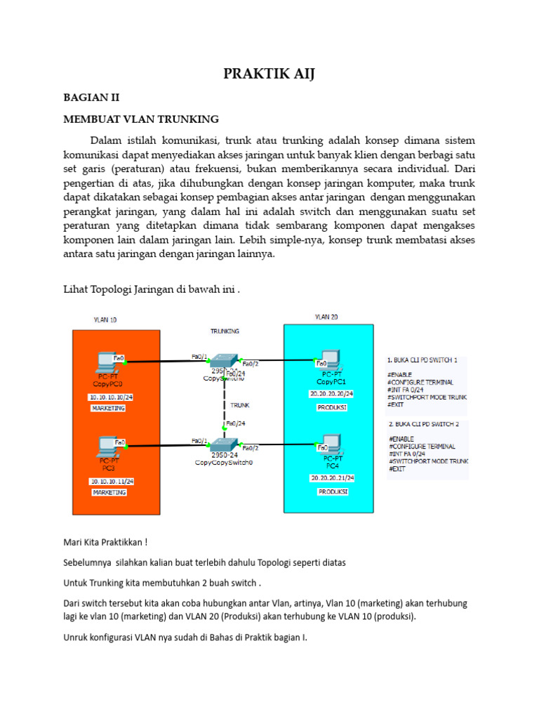 Praktik Aij - Membuat Vlan Trunking | PDF