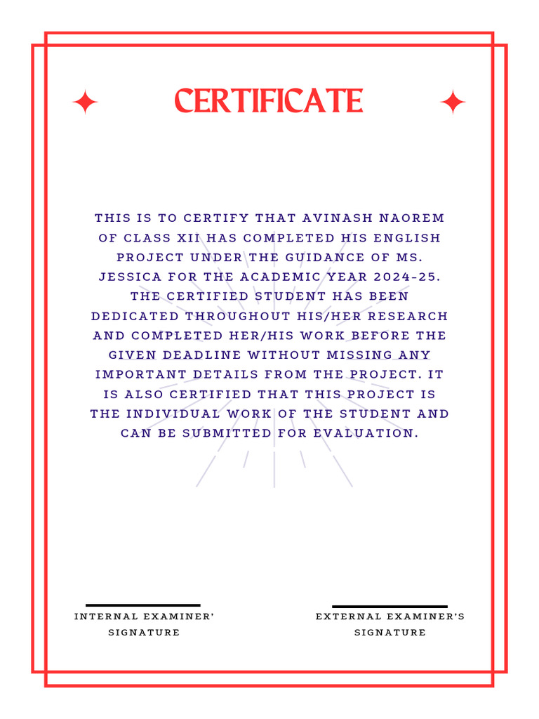 English Project Completion Certificate | PDF