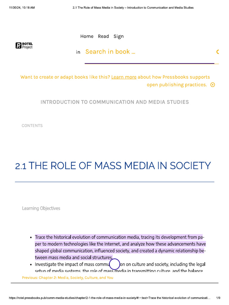 Role of Mass Media | PDF