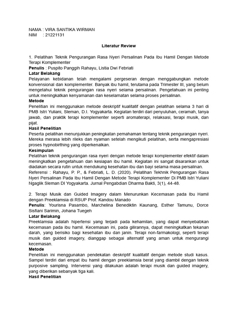 Literatur Review - Vira Santika Wirman | PDF