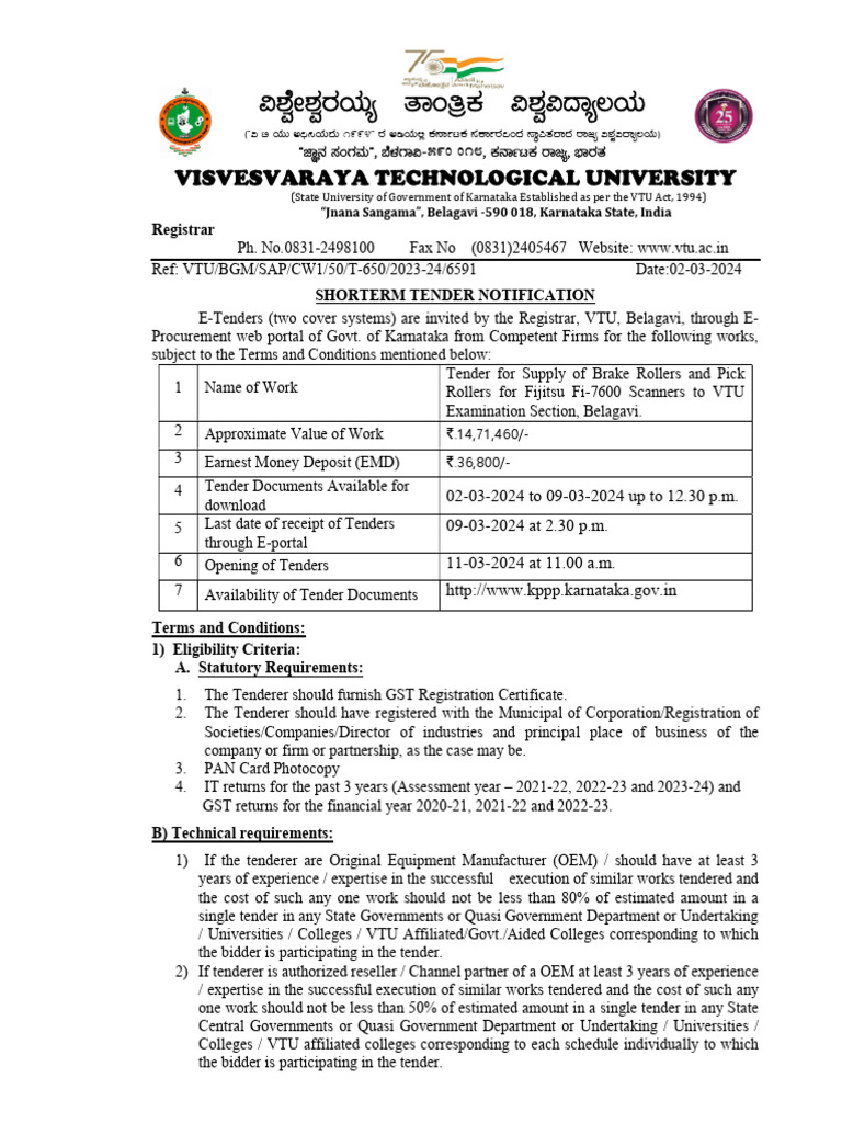 T 650 Tender Notification | PDF | Business