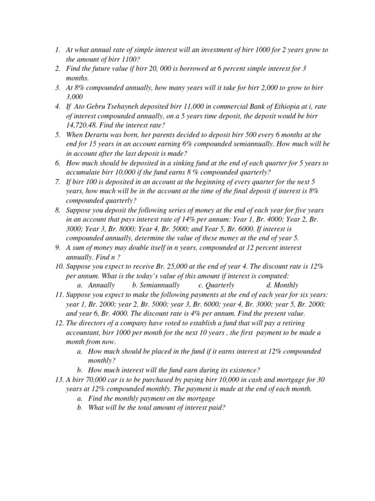 UU Time Value of Money Exercise | PDF | Interest | Debt